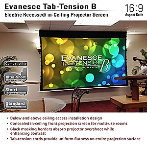 Elite Screens Evanesce Tab-Tension B, 120-inch Diagonal 16:9, 4K / 8K HD Ready, Recessed in-Ceiling Electric Tab Tensioned Projector Screen, Matte White Projection Screen Surface, ETB120HW2-E8