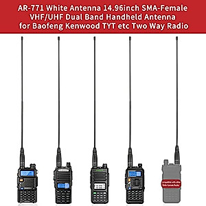 ABBREE AR-771 14.96Inch SMA-Female Dual Band Flexible Whip Handheld Antenna for Baofeng UV-5R BF-F8HP BF-F8TD,BF-F8GP,UV-82HP,UV-82 BF-888S GM-15Pro BF-H5/H6/H7 Kenwood Two Way Radio