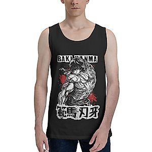 Anime Baki The Grappler Baki Hanma Tank Top Men's Summer Sleeveless Tee Casual Running Workout Sport Vest Black
