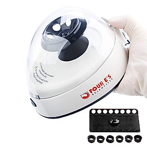 Mini Centrifuge Machine, Four E's Scientific Lab Benchtop Centrifuge 5400rpm, 2000 x g RCF with 2 Interchangeable Rotors for 0.2/0.5/1.5/2mL Tube Capacity