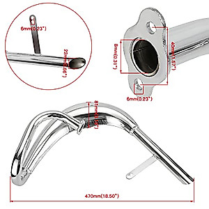 FVRITO Performance Chrome Exhaust Muffler Expansion Chamber Pipe Silencer Gasket for 2 Stroke 50cc 66cc 80cc 100cc Engine Gas Motorized Bicycle Motor Bike Silver