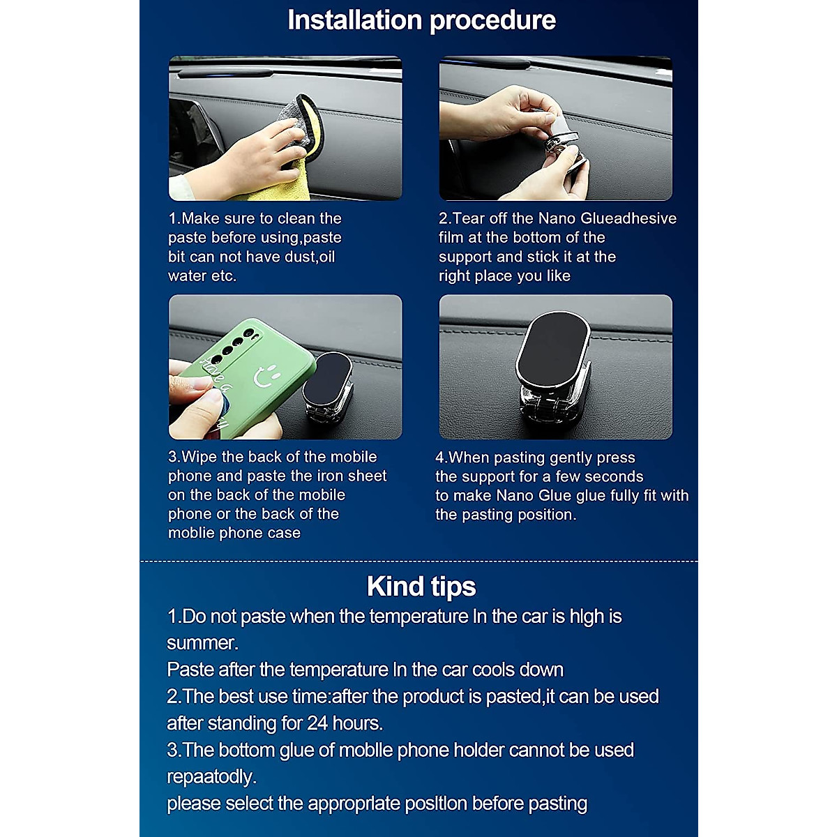 DAFUZ 2 Pack Alloy Folding Magnetic Car Phone Holder,360° Rotation Magnetic Cell Phone Holder for Car, [Super Strong Magnet] for All Smartphone (Black+Silver)