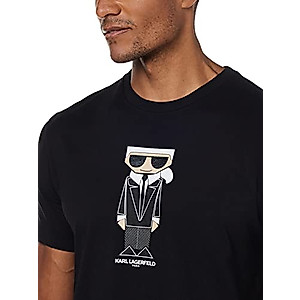 Karl Lagerfeld Paris mens Kocktail Karl Short Sleeve Crew Neck T-shirt T Shirt, Black, Medium US