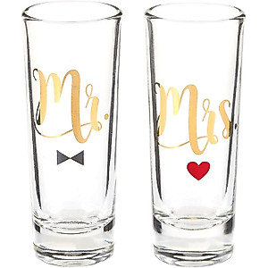 BLUE PANDA 'Mr & Mrs' Shot Glasses - A Perfect Engagement Gift for the Happy Couple
