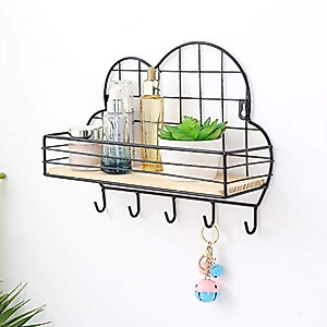 Tofficu Cloud Shape Storage Rack Durable Metal Wall-Mounted Shelf Home Decoration for Living Room Bedroom