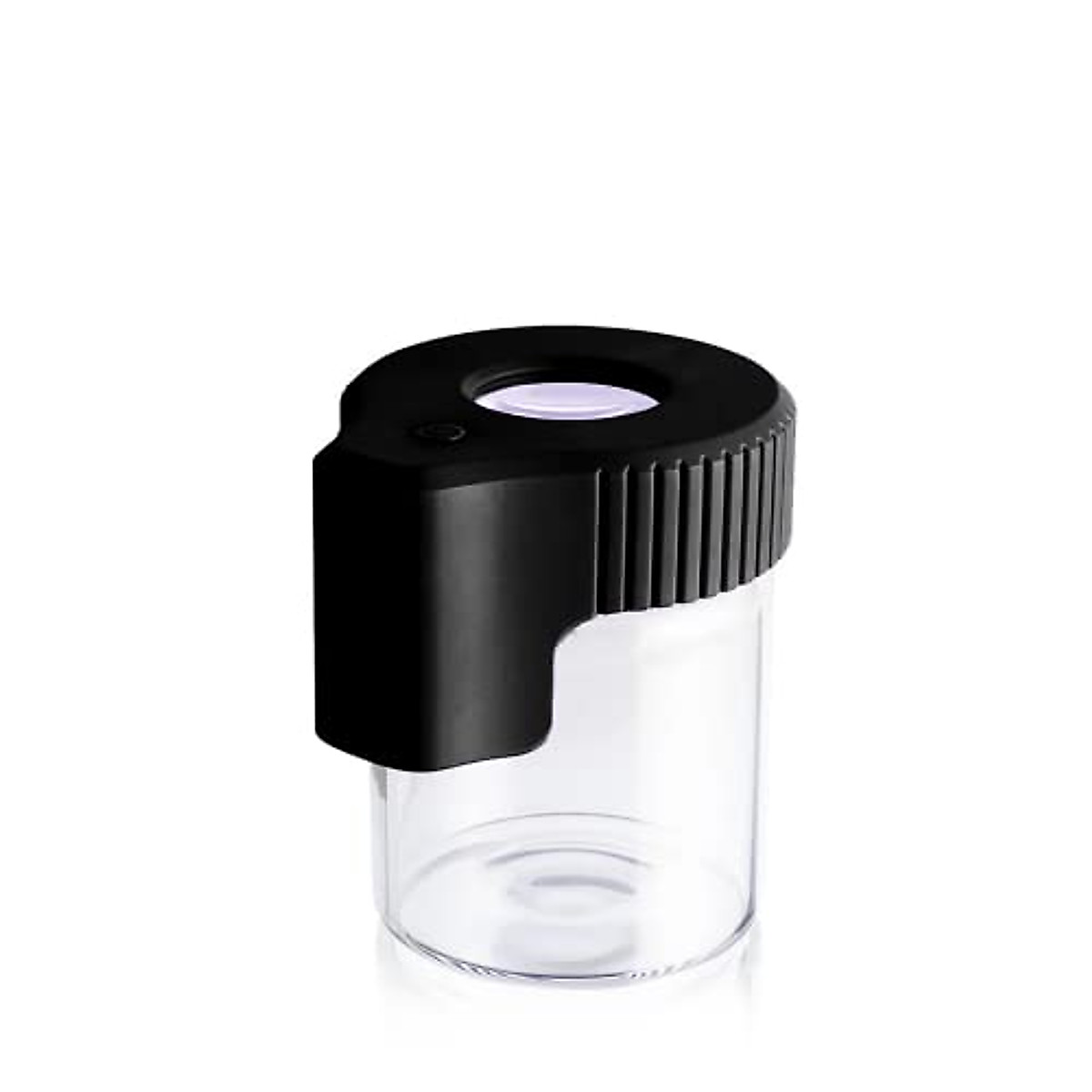 Honeypuff Magnifying Glass Jar with Light, Light-Up LED Transparent Glass Air Tight Storage Jars Magnifying Viewing Jar (Black)