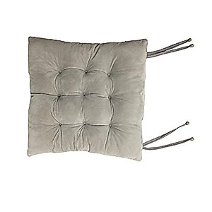 RULLENY Set of 6 Chair Pads and Seat Cushions with Ties Non Slip Comfortable and Soft for Indoor, Dining Living Room, Kitchen, Office Chair, Den, Travel, Washable (Light Grey, 6)