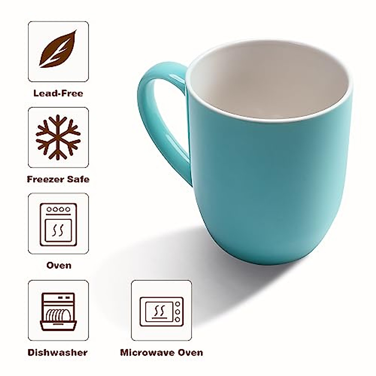Urbanstrive 16 oz Large Coffee Mug with Handle Tea Cup Novelty Coffee Cup Idea Gift for Men Women Office Work, Blue