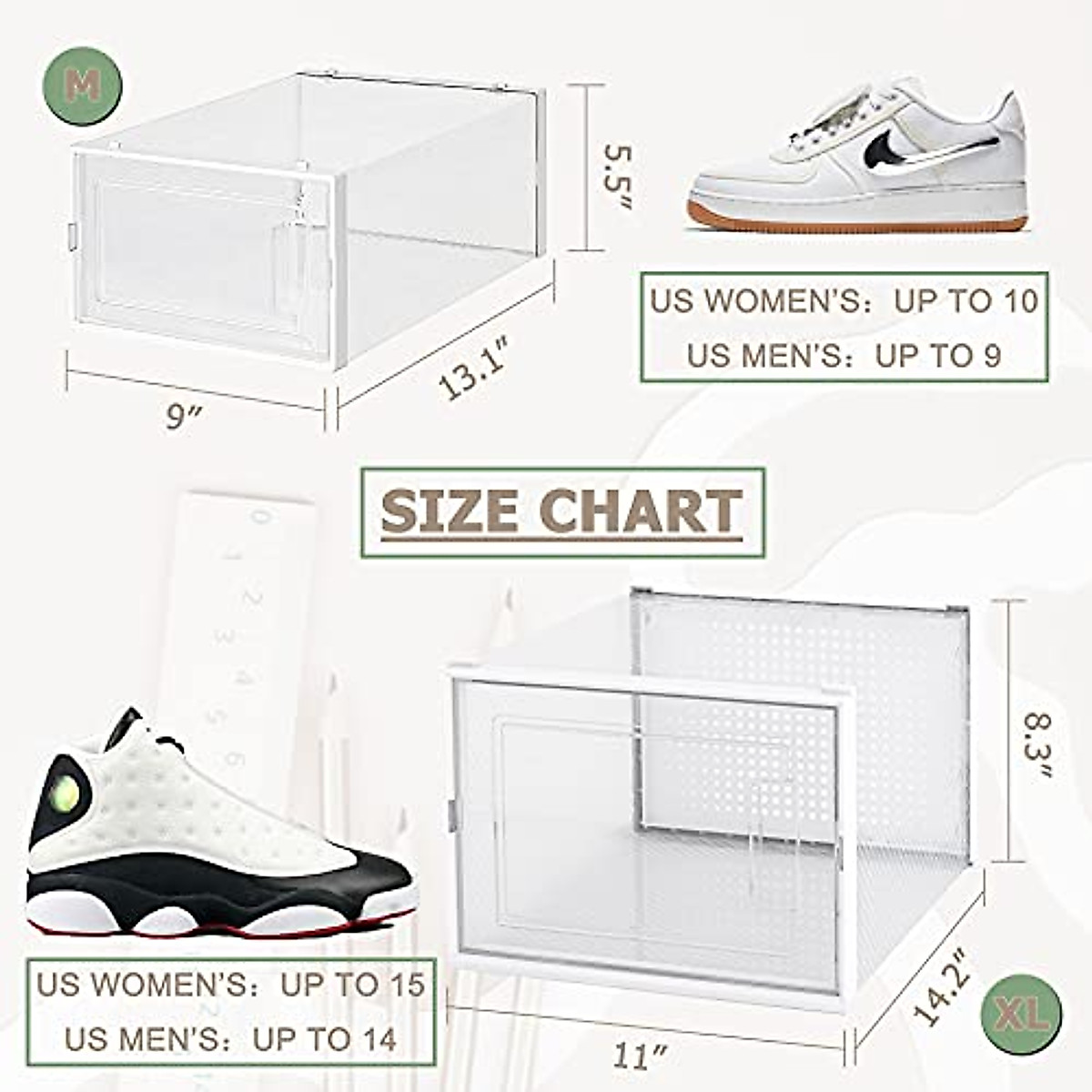 AOTENG STAR Drop Front Shoe Boxes Clear 12 Pack Shoes Storage Containers Organizer Stackable,Plastic Shoe Storage Box Sneaker Cases for Closets Entryway Bedroom Garage,Fits Men's US Size 5.0-10