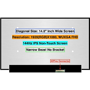 EM EMAJOR TECH New Screen Replacement for ASUS ROG G14 GA401I GA401Q GA401QM 1920X1080 144Hz FHD Non-Touch LCD LED Display with Set of Adhesive Tape