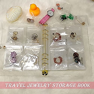 Travel Jewelry Earring Organizer Storage Bags Book,Upgrade Transparent Jewelry Organizer Storage Book,Small Clear Plastic Bags for Jewelry Travel Necklace Ring Storage Bags(70 Grids+70 Bags 2 Sizes)