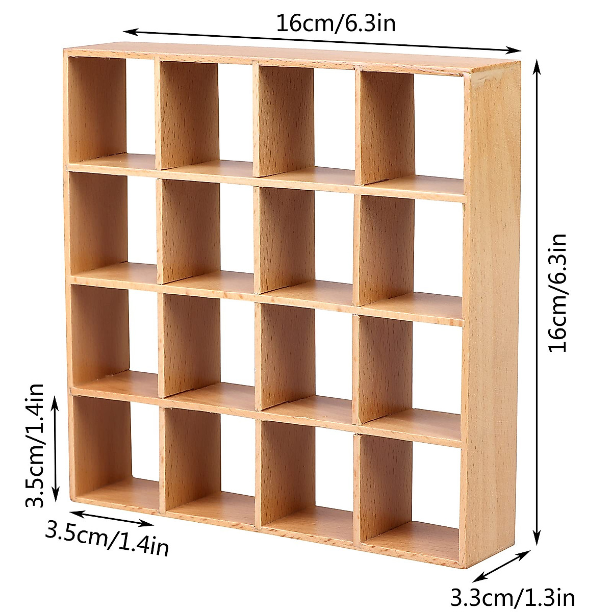 1: 12 Dollhouse Miniature Wooden Storage Rack 16 Grid Shelves Doll House Wall Rack Bookshelf Display Dollhouse Furniture Accessories