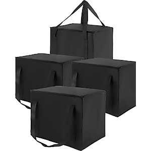 Colemoly Reusable Grocery Bags 4 Pack Shopping Bags Insulated Bag (Black 16x13x10 inch)