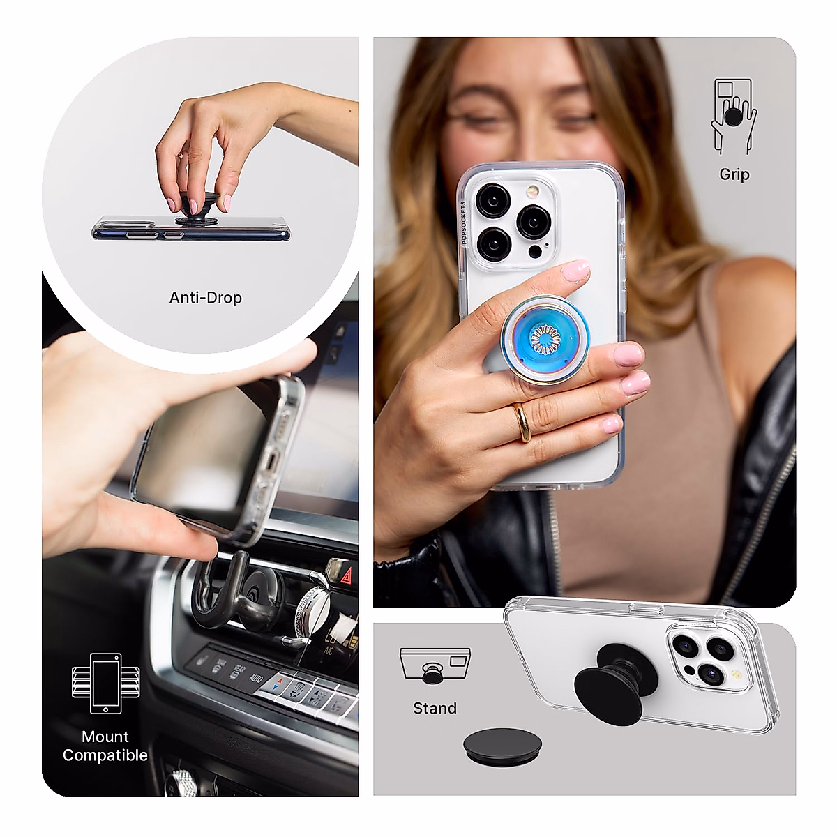PopSockets Plant-Based Phone Grip with Expanding Kickstand, Adhesive Grip, Eco-Friendly - Purple Fields