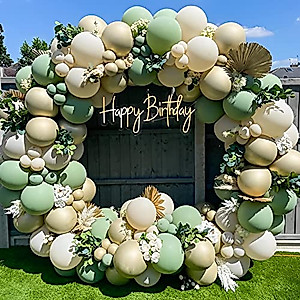 Sharlity 130PCS Sage Green Balloon Garland Arch Kit Olive Green Balloons Different Sizes 18 12 10 5 Inch for Baby Shower Jungle Safari Birthday Party Decorations