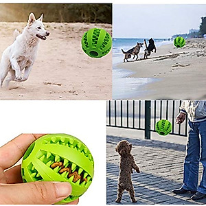 Sunglow 2 Pack Dog Toy Ball，Nontoxic Bite Resistant Teething Toys Balls for Small/Medium/Large Dog and Puppy Cat, Dog Pet Food Treat Feeder Chew Tooth Cleaning Ball Exercise Game IQ Training Ball