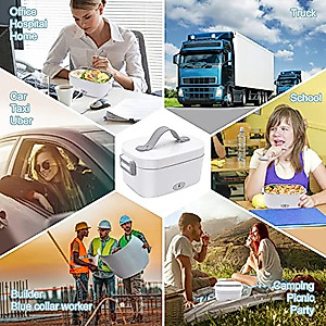 Samshow 75W Electric Lunch Box Food Heater Portable Heated Lunch Box For Adult/Work/Car/Truck/Home, lonchera electrica para el almuerzo, Designed With Sealing Cap To Leaking & Large Utensil