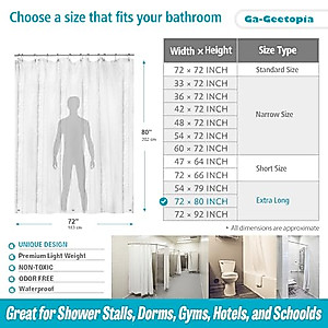 Ga-Geetopia Extra Long - EVA Clear Shower Curtain Liner, Pebble Pattern 72x80 Inch Lightweight Plastic Bathroom Shower Showroom Inner Curtain with Rustproof Metal Grommets and Weighted Magnets