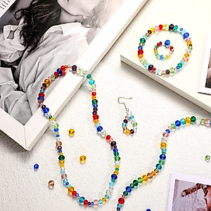 1000 Pcs Glass Beads Briolette Crystal Glass Beads Faceted Rondelle Shape Crystal Beads Assorted Colorful Loose Beads for DIY Craft Bracelets, Necklace Jewelry Making, 10 Colors, 4 mm 6 mm 8 mm