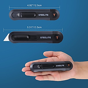 Steelite Auto-Retractable Box Cutter Ceramic Utility Knifes Safe Unboxing Kinves Cartons Cardboard Cutter Suitable for Office and Home Right-handed