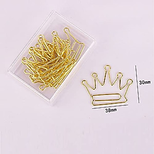 100Pcs Cute Paper Clips Bookmark Marking Document Organizing Clip Electroplating Process Gold Paper Clips for Home(Crown Modeling)