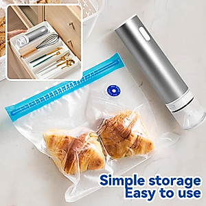 Handheld Vacuum Sealer for Food Preservation & Storage, Portable Mini Vacuum Sealer with 10 PCS Reusable Sous Vide Bags,Used for Wide Mouth and Regular Mouth Mason Jars