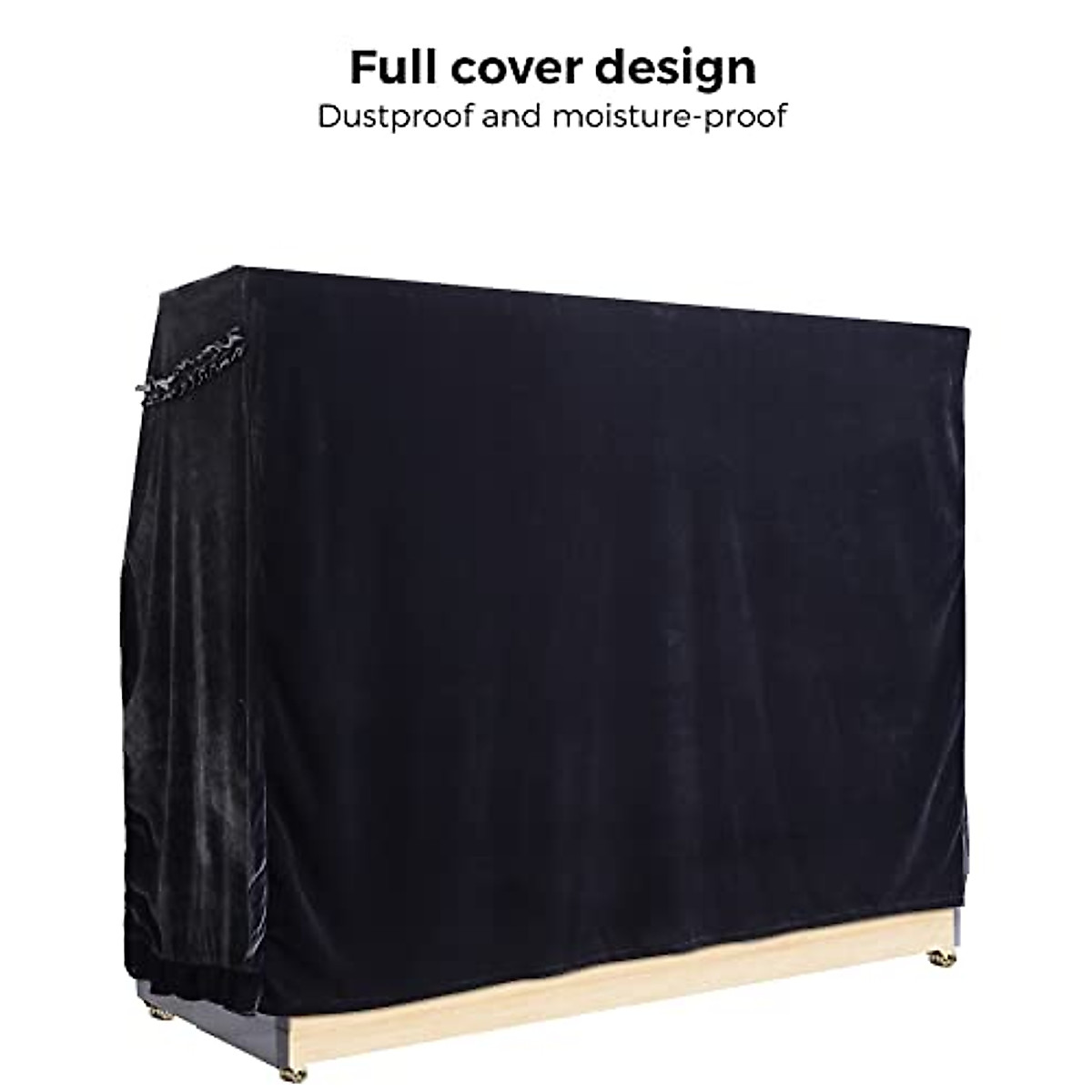 YNester Upright Piano Cover Dust Cover Piano Full Cover Velvet Piano Cover Dustproof Moistureproof Piano Cover Fits Standard Size Piano Cover (BLACK)