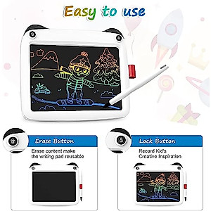 Kids Toys LCD Writing Tablet，9 Inch Colorful Screen Doodle Board，Erasable and Portable Drawing Pad for Birthday Christmas （White）