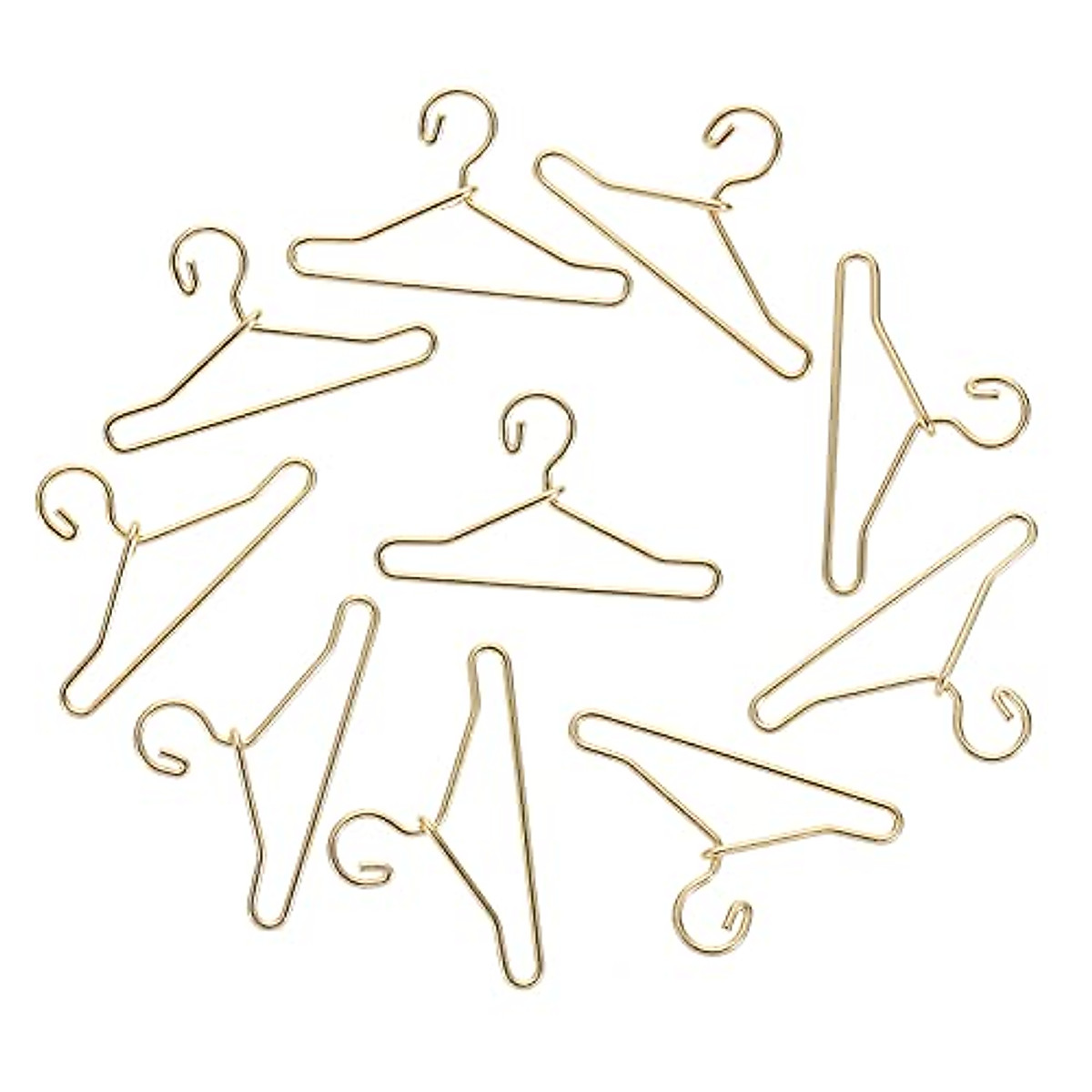Healifty 50pcs Mini Doll Clothes Hangers Gold Dollhouse Clothes Doll Gown Dress Outfit Holder Metal Miniature Clothes Stand 40mm