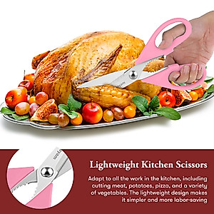 Gifts for Women, Mom, Wife, Girlfriend, Sister, Her - Happy Birthday, Easter, Valentine's Day, Mothers Day Gifts, iBayam Kitchen Scissors Heavy Duty Meat Poultry Shears Dishwasher Safe, Pink Stuff