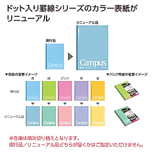 KOKUYO Campus Notebook, A 7mm(0.28in) Dot Ruled, Semi-B5, 30 Sheets, Pack of 5, 5 Colors, Japan Import (NO-3CATNX5)