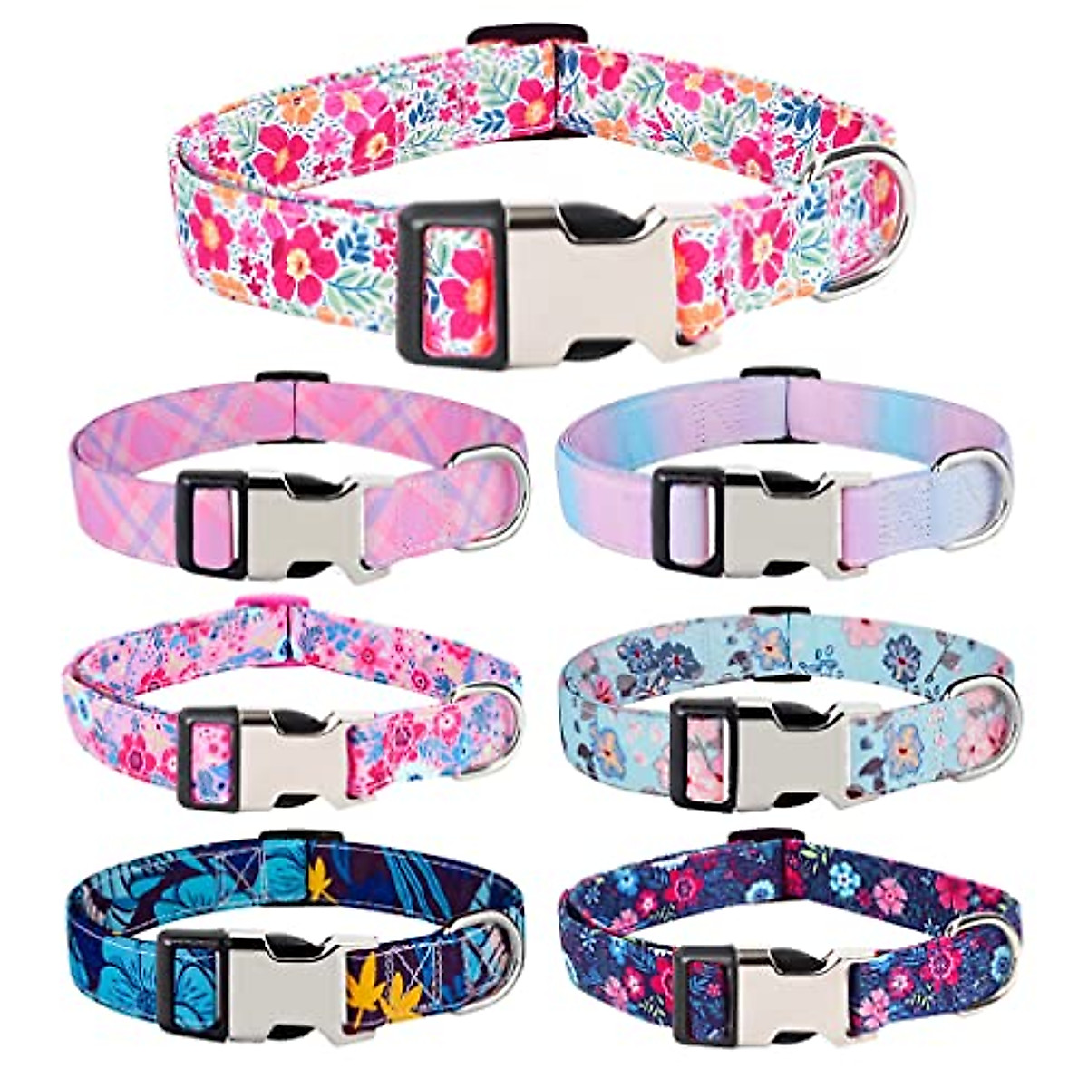 YLrank Personalized Dog Collars - Floral Custom Dog Collar with Engraved ID Name and Phone Number - Customized Dog Collars for Puppy Small Medium Large X-Large Boy Girl Dogs (Pack of 1)