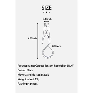 OMUKY Light Hook Multifunctional Tent Canopy Clip Outdoor Camping Equipment Accessories Practical Clothespin 4pcs (Black-4pcs)