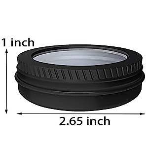 20 Pcs 2 Ounce Aluminum Tin Jar 60 ml Refillable Containers Clear Top Screw Lid Round Tin Container Bottle for Cosmetic,Lip Balm, Cream, Black