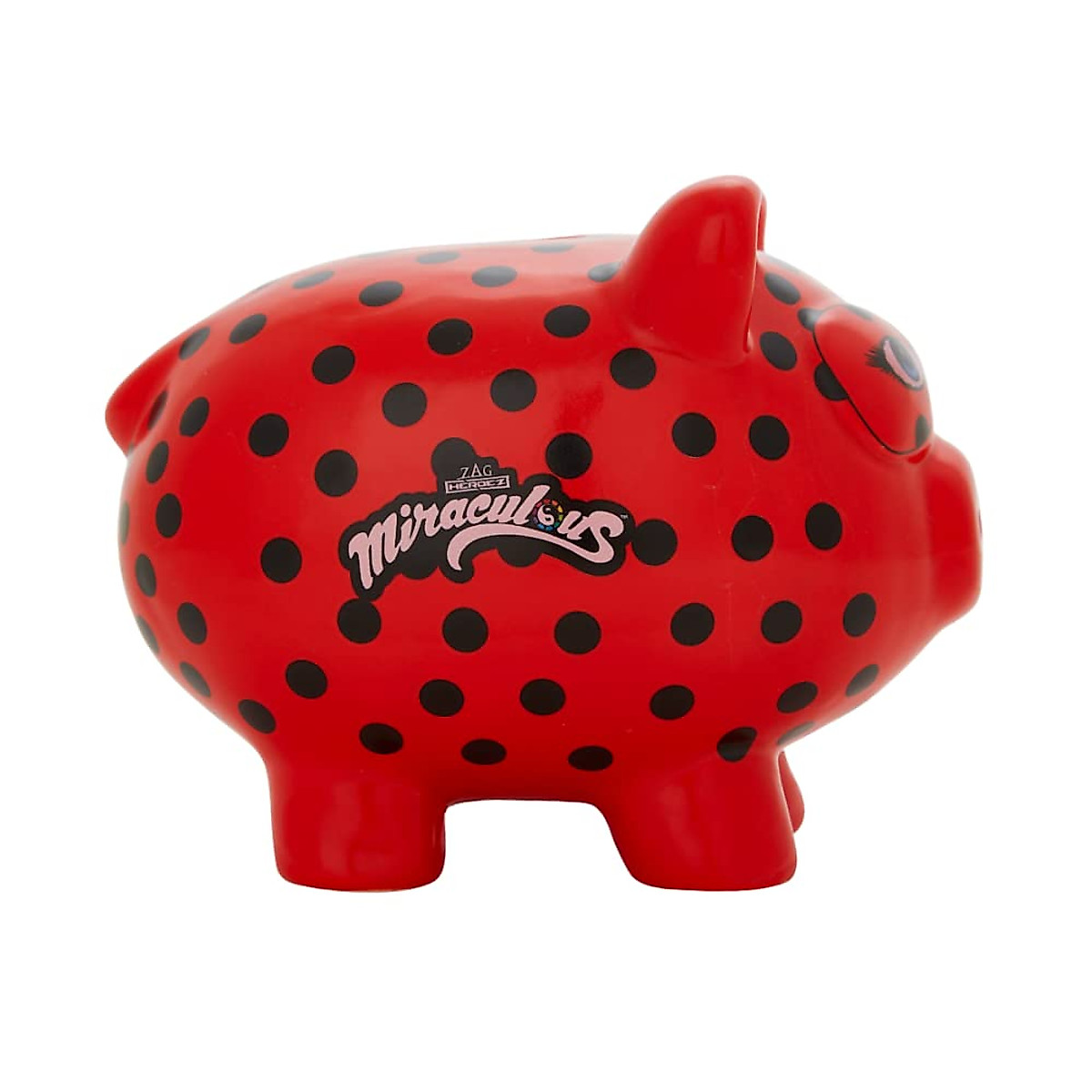 Miraculous Ladybug Piggy Bank for Girls – Kids’ Ceramic Coin Bank, Red