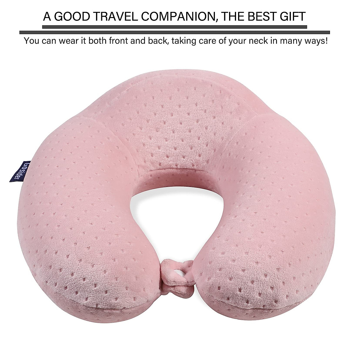 Gosider Neck Pillow Memory Foam Comfortable Travel Neck Pillow, Pink Airplane Pillow U Shape for Head and Neck Support, Portable Neck Pillows for Sleeping Travel Machine Washable