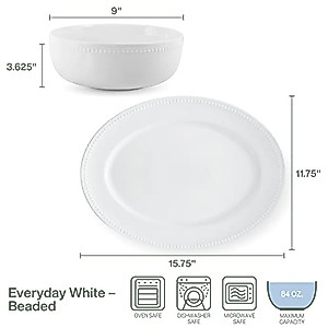 Everyday White by Fitz and Floyd Beaded Serving Bowl and Platter Set, 2-Piece