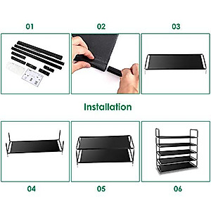 5 Tiers Shoe Rack Space Saving Shoe Storage Organizer Shoe Tower Cabinet Stackable Shelves 39.75 L x 11.13 W x 38.5 H InchesHolds 20-25 Pairs (Black)