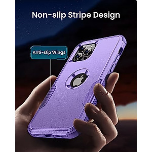 Scutum Designed for iPhone 14 Pro Case,[10 FT Military Grade Drop Protection] with [Screen Protector], 3 in 1 Non-Slip Heavy Duty Shockproof Phone Case,6.1 Inch, Purple