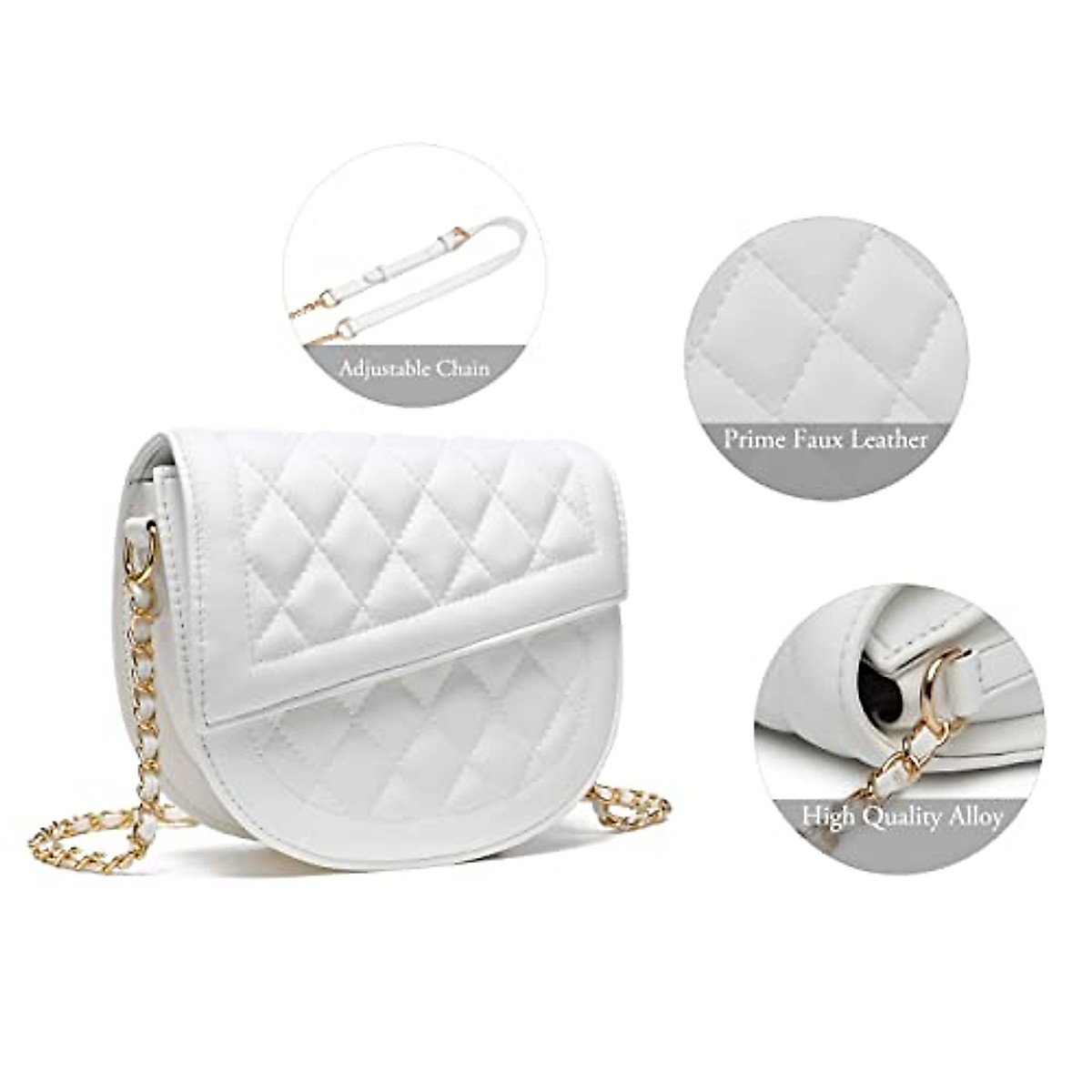 Time Pawnshop Crossbody Purses for Women Quilted Handbags Shoulder Bags with Adjustable Chain Bag Faux Leather