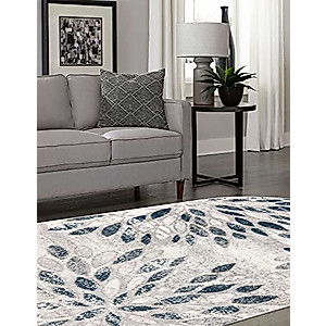 Unique Loom Sumter Collection Area Rug - Rhett (8' x 10' Oval, Gray/Navy Blue)