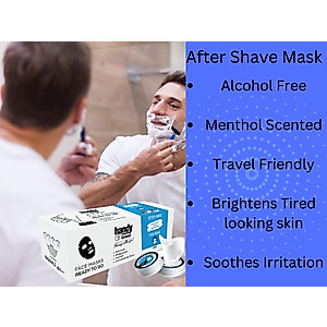 After shave Mask For Men, Menthol Scent, Alcohol Free 40 Applications, 40 Single Use Mens Aftershave Towelettes,Travel Size, Soothes Shaving Irritation.