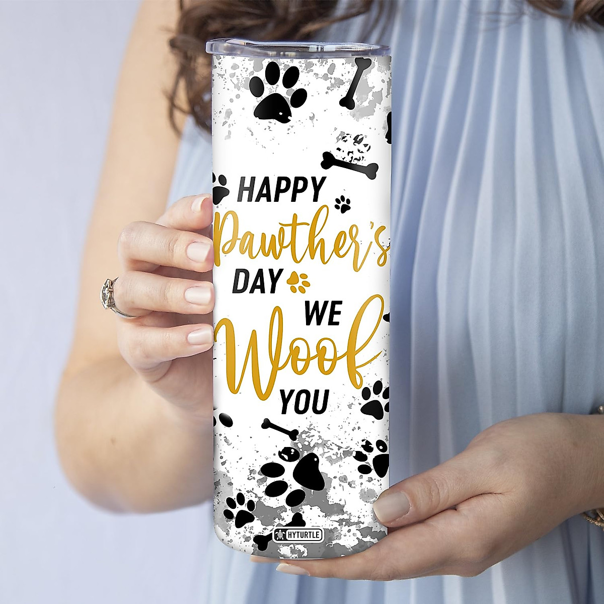 Hyturtle Personalized Picture Dog Dad Tumbler Gifts for Dog Lovers, Father's Day Cup Gifts For Men, Birthday Gift for Dogs Dad, Funny Dogs Lover Gift Custom Photo 20oz Stainless Steel Skinny Tumbler