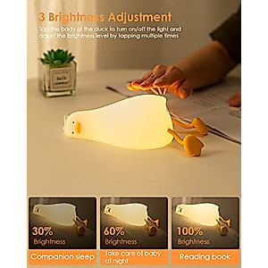 Cute Silicone Duck Night Light, 3 Level Dimmable Touch Control Rechargeable Beside Nursery Lamp, Squishy Kawaii Stuff Desk Room Decor, Nightlight for Breastfeeding, Toddler, Baby, Kids, Girls Gifts