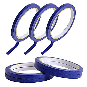 SBYURE 6 Pack 0.27 Inch Blue Painters Tape,Easy Removal Thin Narrow Finishing Masking Tape Painting Tape Wall Tape,Good Adhesive and No Residue,132 Yards
