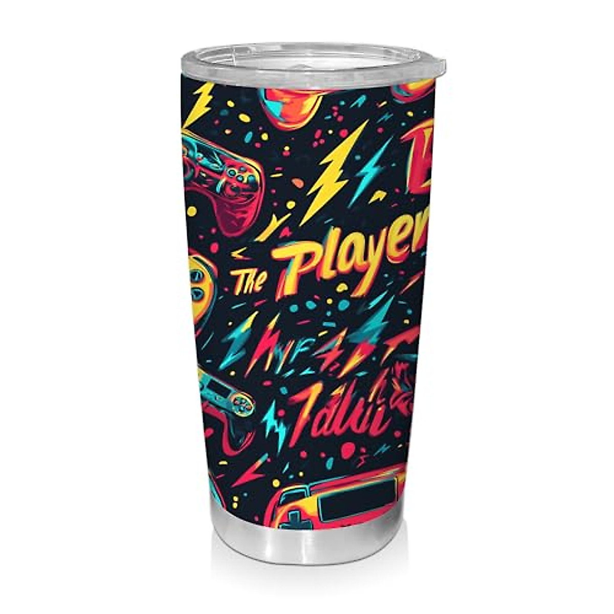 FOCIUZTA 20oz Bold Gaming Tumbler with lid, Travel Coffee Cup, Ideal for Easter, Gaming Enthusiast, Mother Day, and birthday gifts