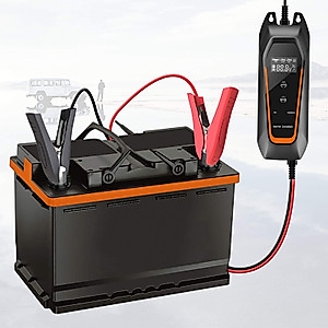 BMK Battery Charger 2/4A Smart Portable Battery Maintainer with Detachable Alligator Rings Clips Fast Charging Trickle Charger for Boat Car Motorcycle Lawn Mower RV SUV