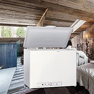 SMETA Propane Freezer Gas/Electric 110v Propane Chest Freezer Outdoor RV Refrigerator Off-grid Living Life Lockable Absorption 2Wway Deep Freezer for Camper Van, Large Capacity 7.1 Cu.Ft, White
