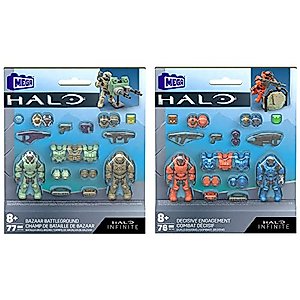 MEGA Halo Infinite Toy Building Sets, Spartan Mission Pack Collection with 2 Poseable Micro Action Figures, Accessories and Display Stand