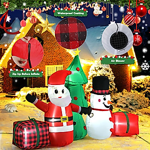 ZOOS Christmas Inflatables Outdoor Decorations 8x5FT Inflatable Christmas Yard Decorations Lighted Inflatable Christmas Tree Snowman Santa Claus Gift Box, Inflatable Outdoor Holiday Yard Decorations